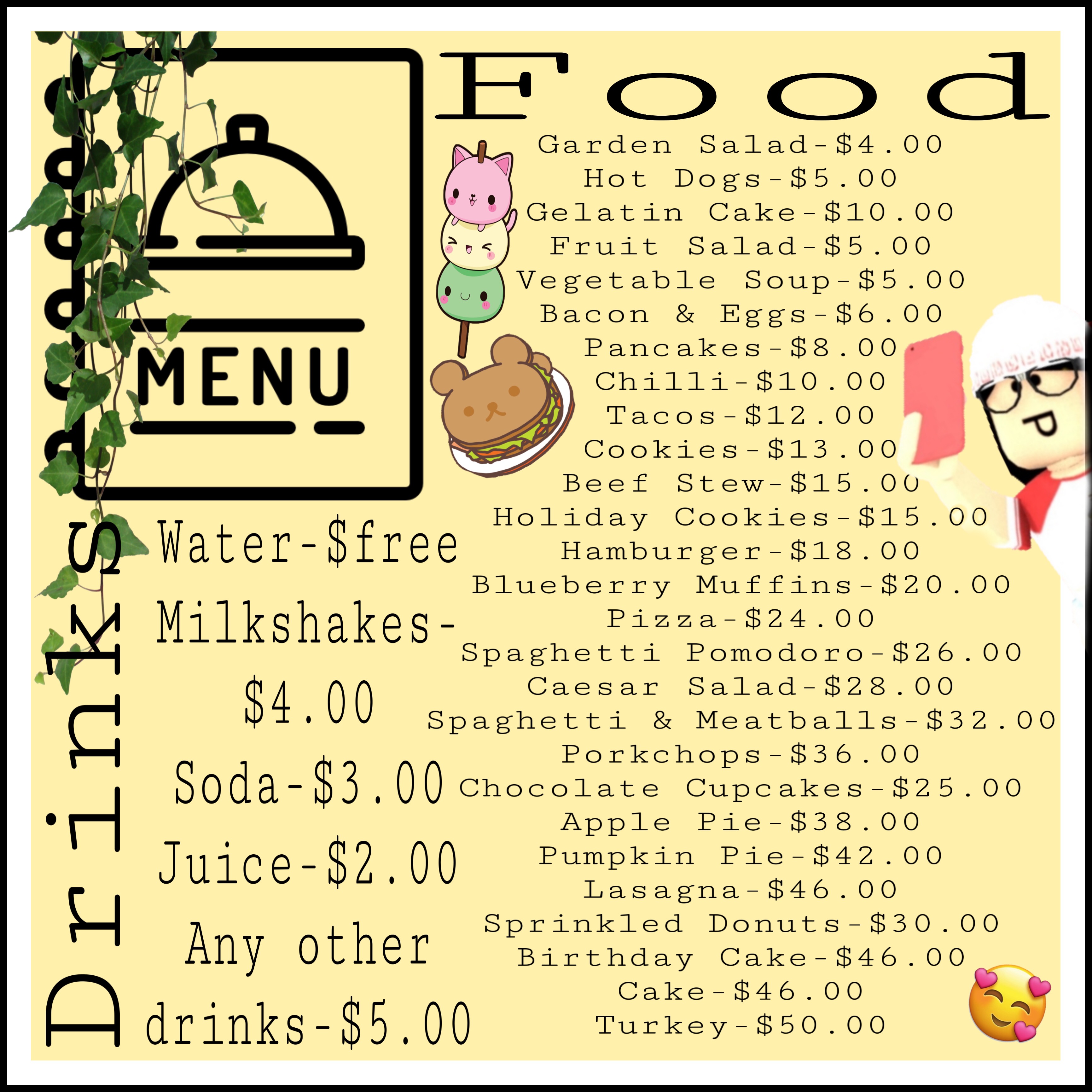 Bloxburg Menu Bloxburg Menu Design Restaurant Menus With Free Images